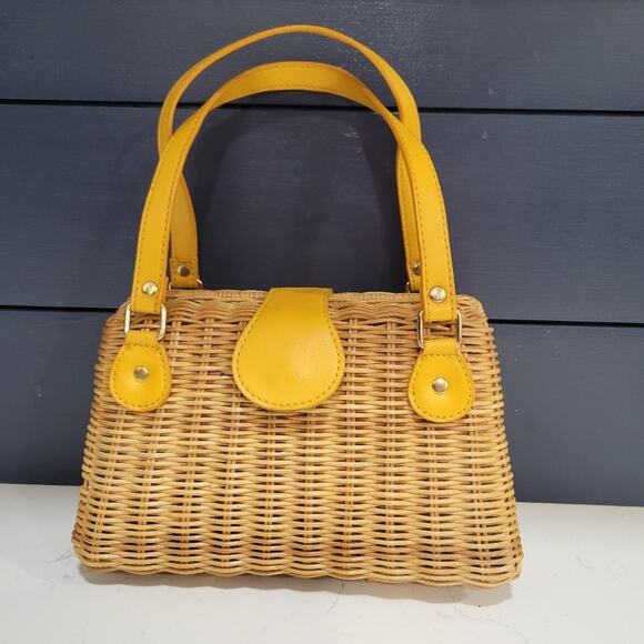 Amanda Smith | Bags | Amanda Smith Wicker Rattan Basket Handbag With ...